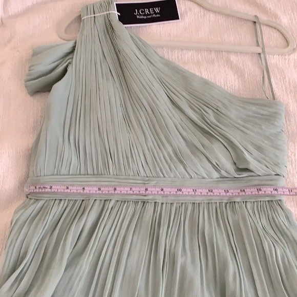 J. Crew | Dresses | Jcrew Sage Green One Shoulder Silk Chiffon Dress ...